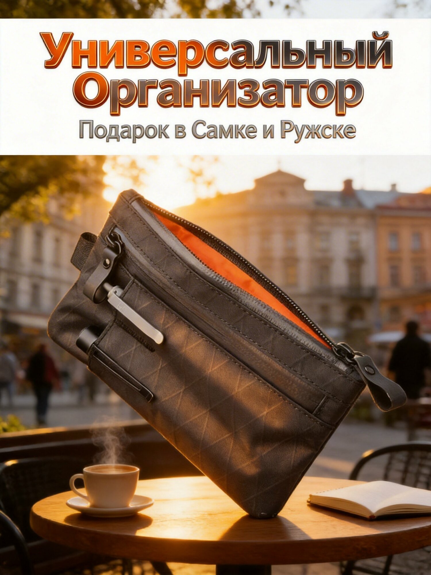 Органайзер для сумки и рюкзака, мужской аксессуар X-PAC водонепроницаемый с большим внутренним отделом и ремешком на запястье для походов, велопрогулок и офиса