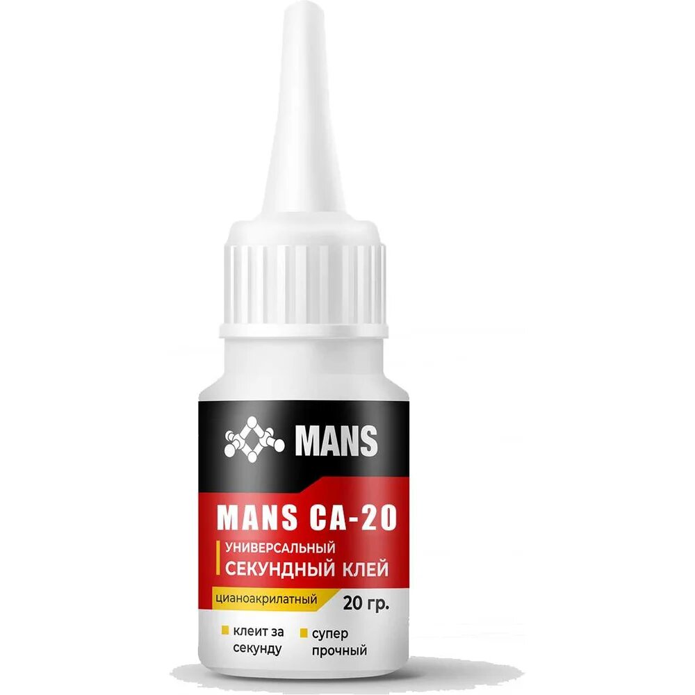 Суперклей Mans CA-20, 20 г, прозрачный, мгновенный, для разных материалов