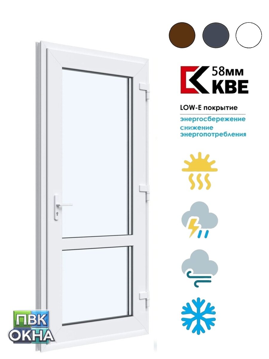 Пластиковая дверь входная KBE (в.2000 / ш.900 / белый / правая)
