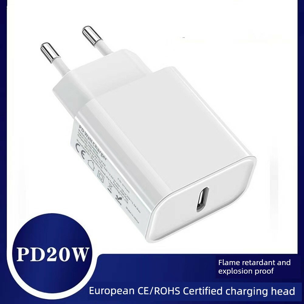 Зарядное устройство для ноутбука USB-C 20 Вт с одним портом быстрой зарядки, совместимо с MacBook и Android, белый цвет