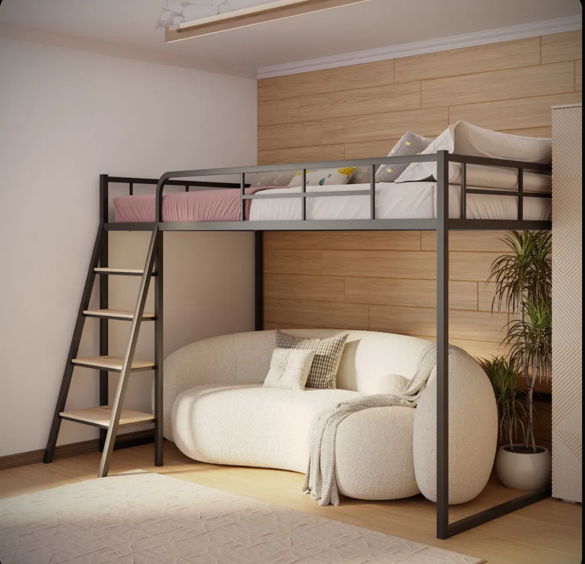 Кровать чердак Сингл Костюковъ 90х200 черный