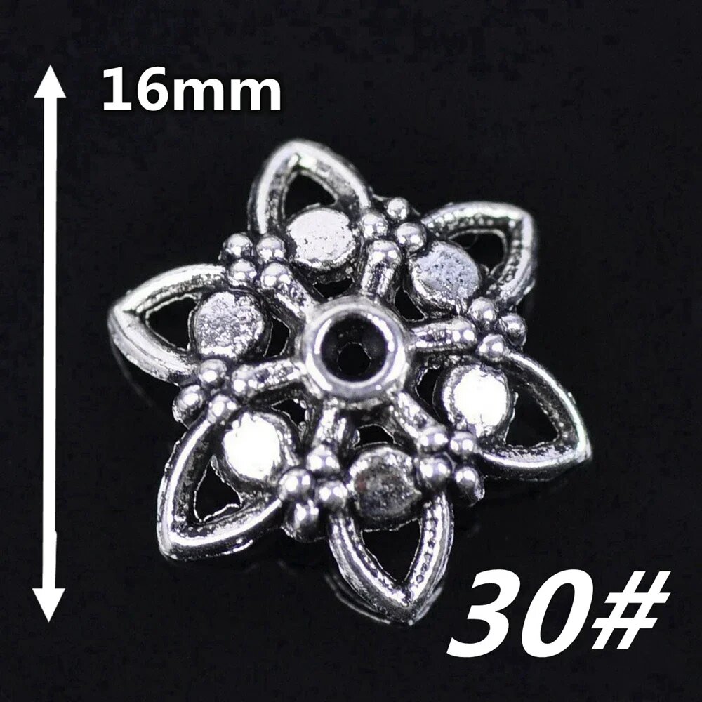 Бусины цветочные металлические, 16 мм, 30# Tibetan Silver