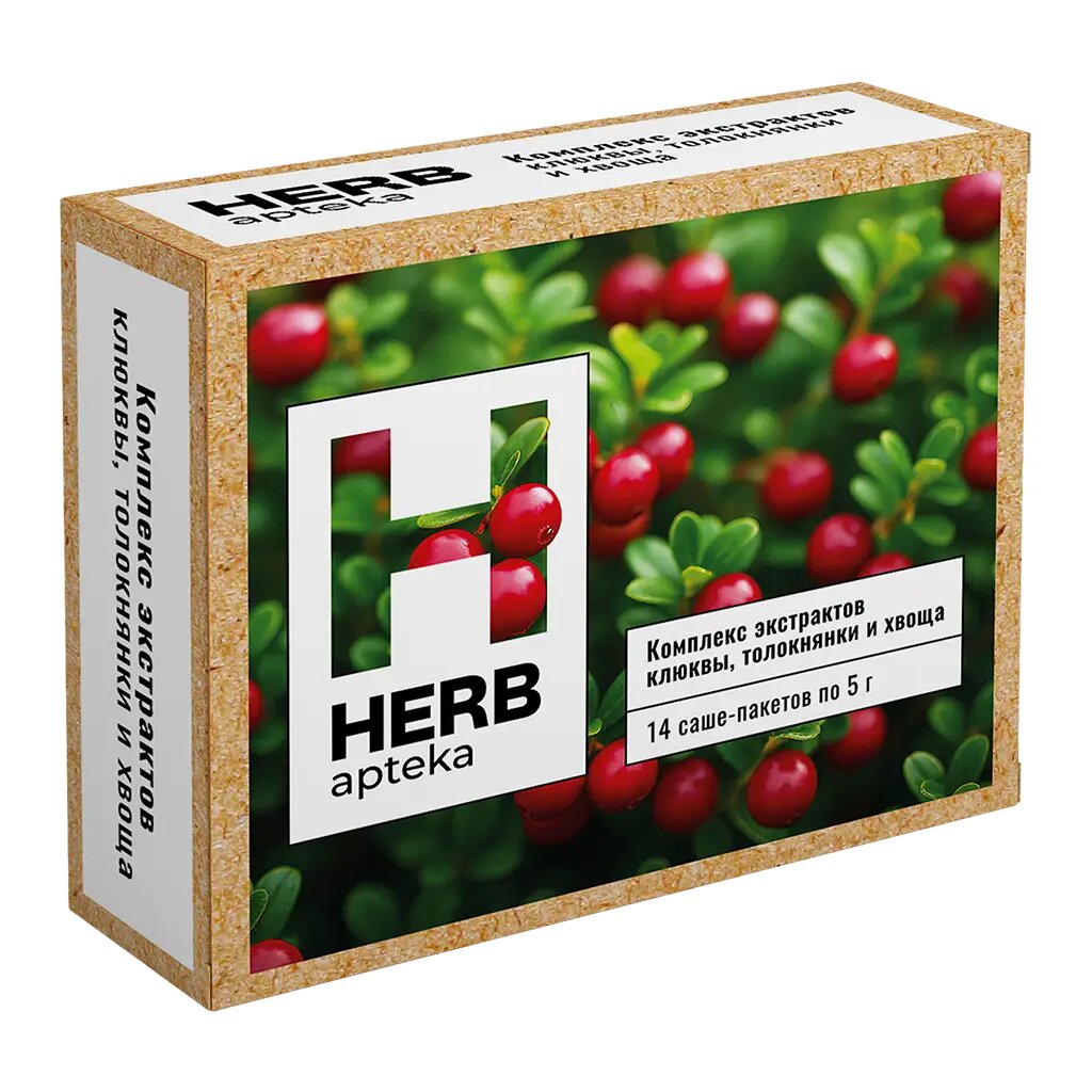 Herb apteka Комплекс экстрактов клюквы, толокнянки и хвоща порошок в саше-пакетах массой 5 г 14 шт