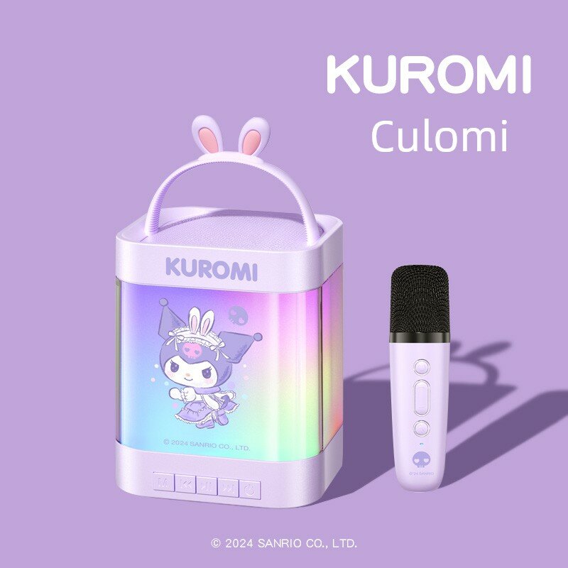 Набор беспроводного микрофона и колонки Kuromi в мечтательном пурпурном цвете для домашнего караоке, подарок на день