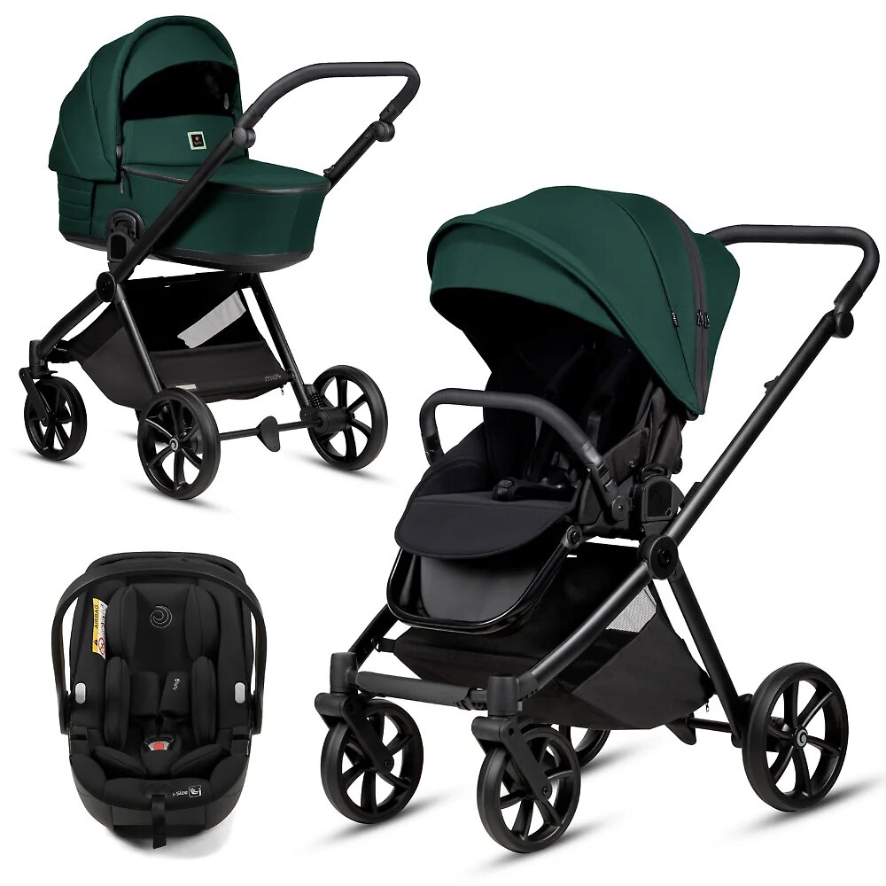 Детская коляска 3в1 Tutis Mio 3+, Elo Lux Edu Sky, цвет Pacific Green (Изумрудный)