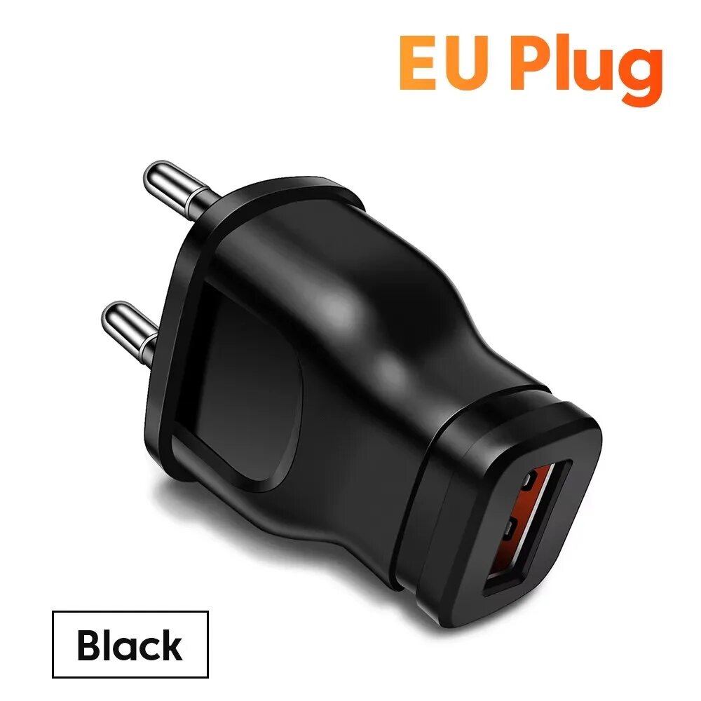 Черный адаптер EU USB зарядное устройство 5V 1A