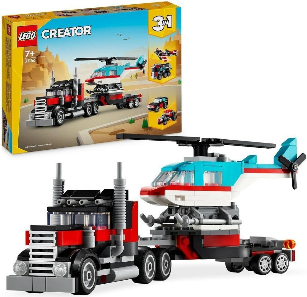 Конструктор LEGO Creator Грузовик с вертолетом 31146, 270 детали, от 7 лет