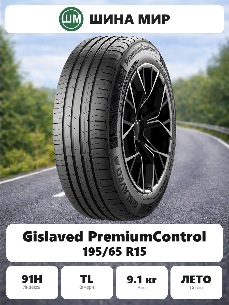 Шина Gislaved PremiumControl 195/65 R15 91H Летняя Нешипованная