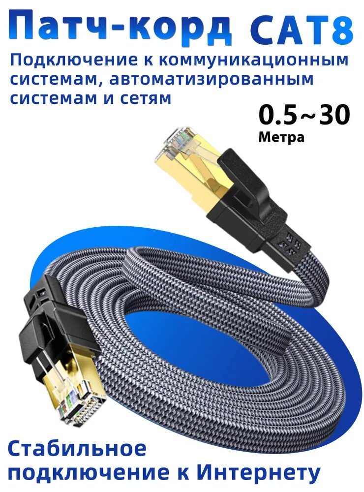 D-Sunty Кабель для интернет-соединения RJ-45/RJ-45, 20 м, светло-серый
