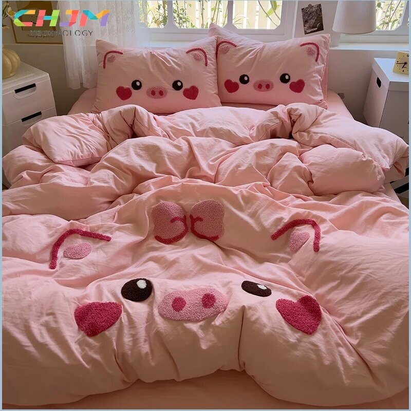 Эксклюзивный комплект Kawaii Pink Pig на 4 предмета, 180x220 см, розовый