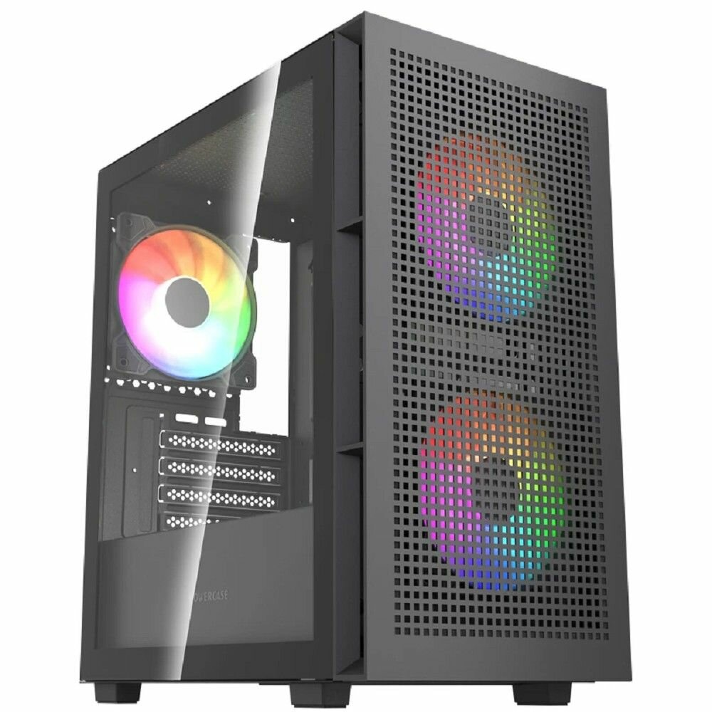 Powercase Корпус Корпус Mistral SM05 ARGB, Tempered Glass, 3x120mm ARGB PWM fans, чёрный, mATX CMMSM05B - A3