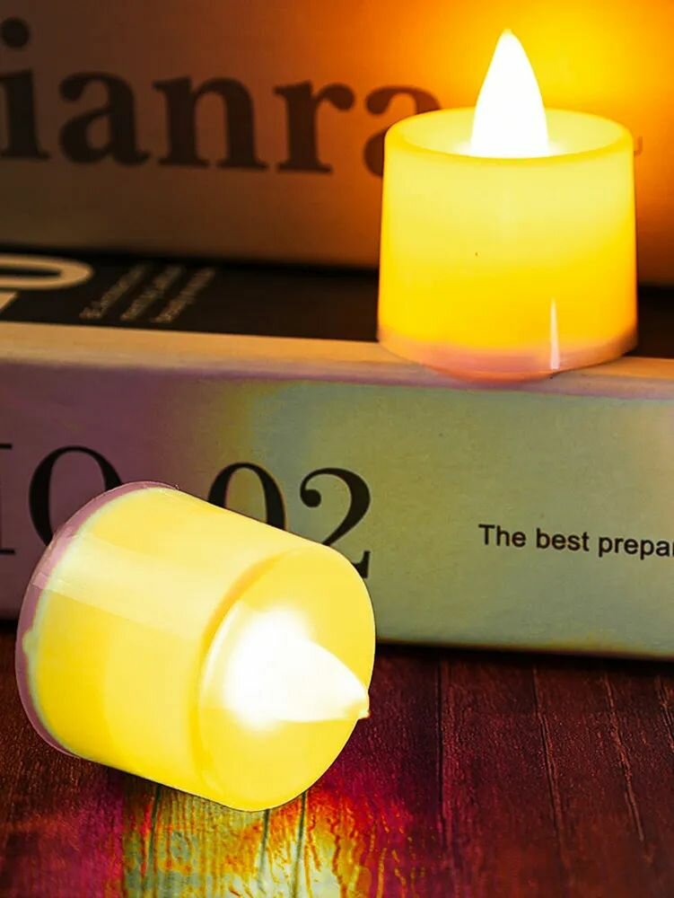 Светодиодная свеча, праздничное украшение, LED свечи,3,5x4,4см, желтый,6 шт