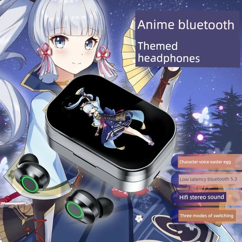 Беспроводные наушники Bluetooth 5.3 с голосовыми подсказками персонажа Kamisato Ayaka A-Style, зеркальная отделка