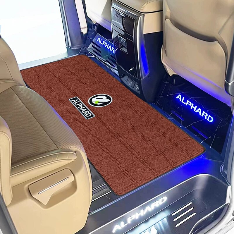 Коричневые в клетку коврики для автомобиля Toyota Alphard 2020-2024, средняя часть салона, 132x50 см
