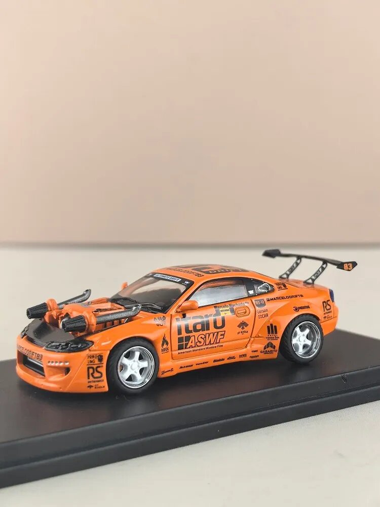 YS 1:64 Nissan Silvia S15 Marcelo Drift Orange Легковая модель автомобиля