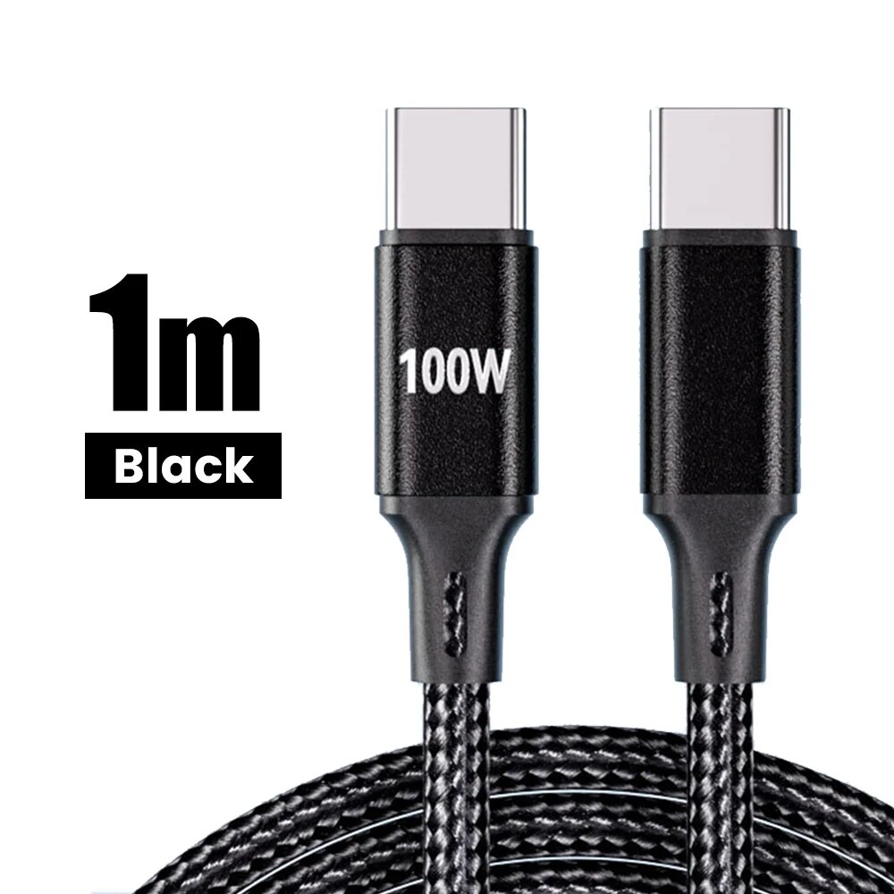 USB-C кабель 1м, 100W, черный