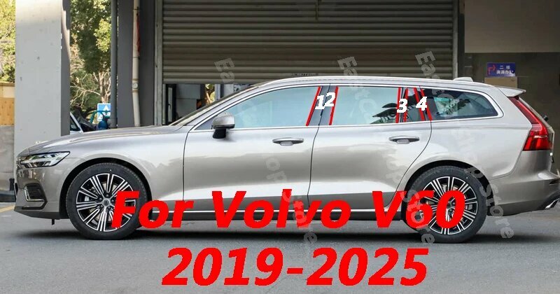 Для Volvo V60 2019-2025, центральная окантовка средней стойки, черный