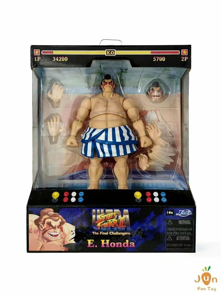 Jada Toys Ultra Street Fighter II E. Honda / Детская игрушка по мотивам Street Fighter - фигурка Э. Хонды с аксессуарами, 15 см. Идеально подходит в качестве коллекционного подарка.