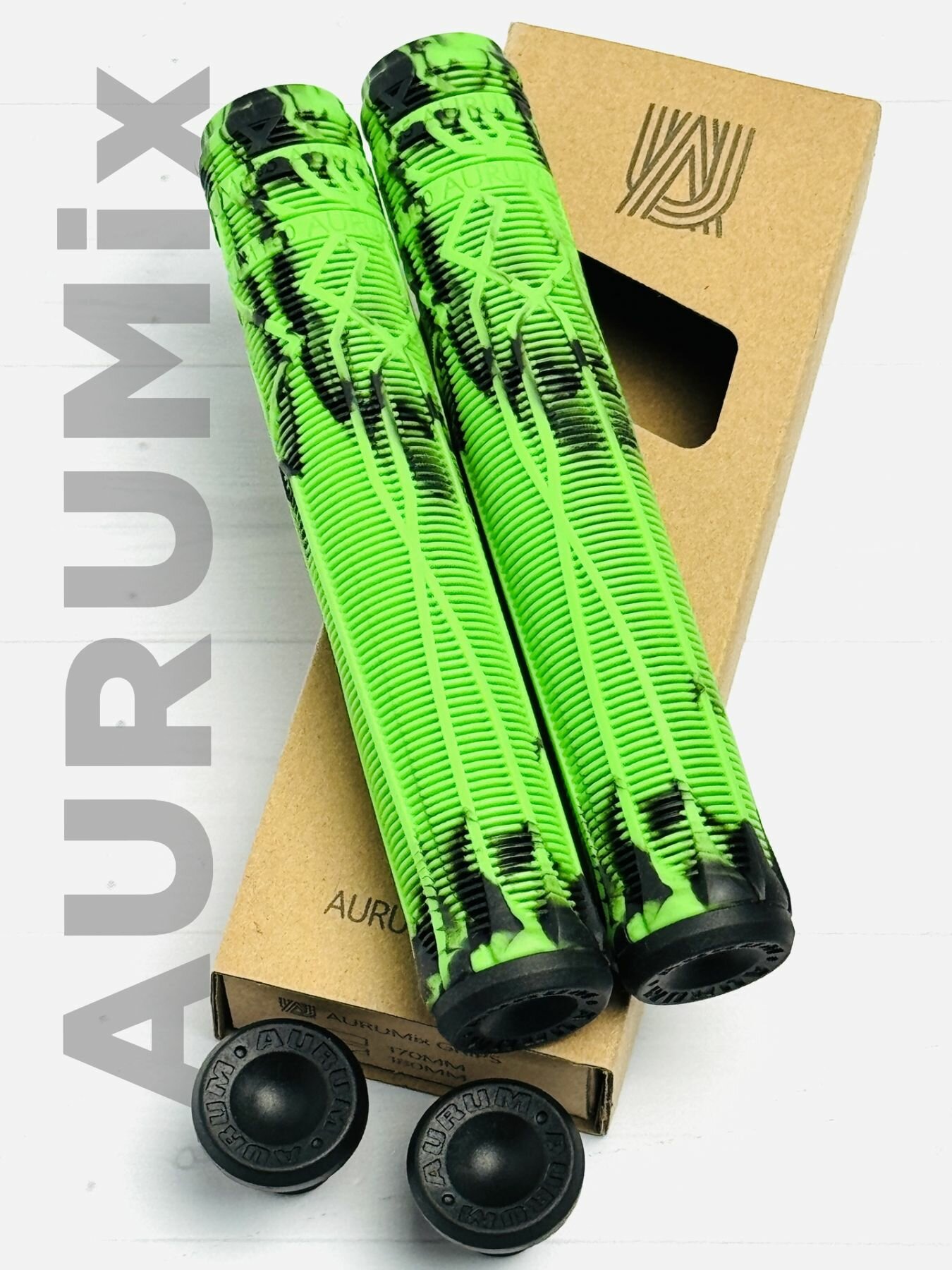 Грипсы AURUMix One Eighty 180мм Черный/Зеленый