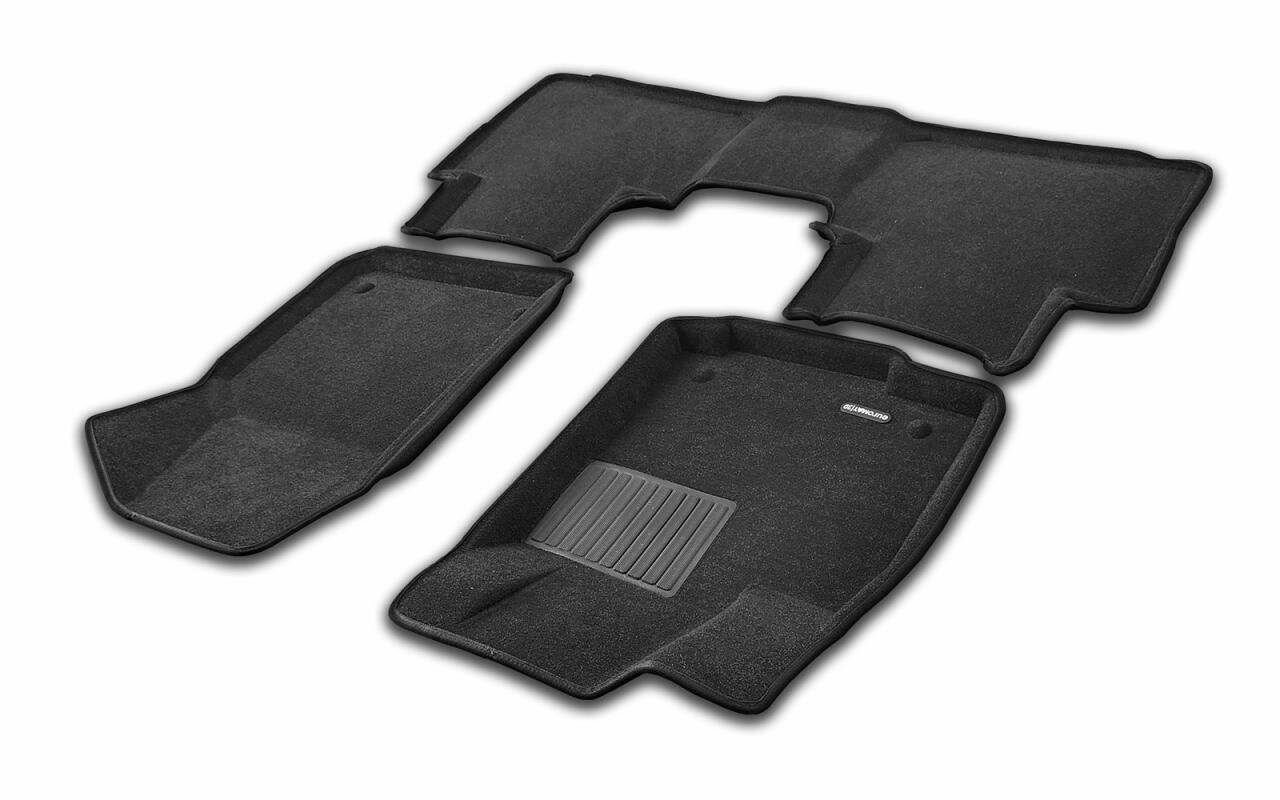 Коврики текстильные 3D Euromat для VW Talagon (3Д Евромат Фольксваген Талагон) 2 ряда 4 места, с полиуретановым подпятником, черные