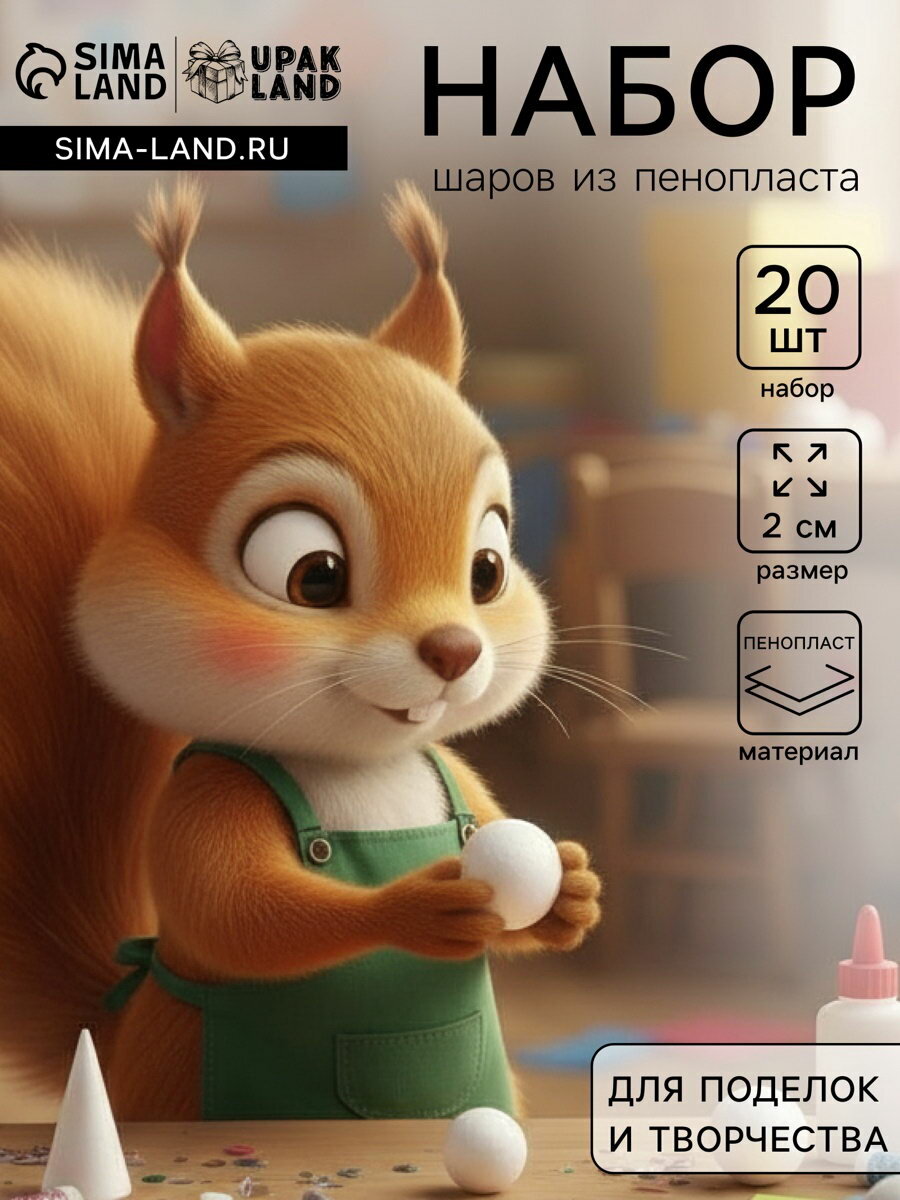 Шар из пенопласта для поделок и творчества, набор 20 шт, 2 см