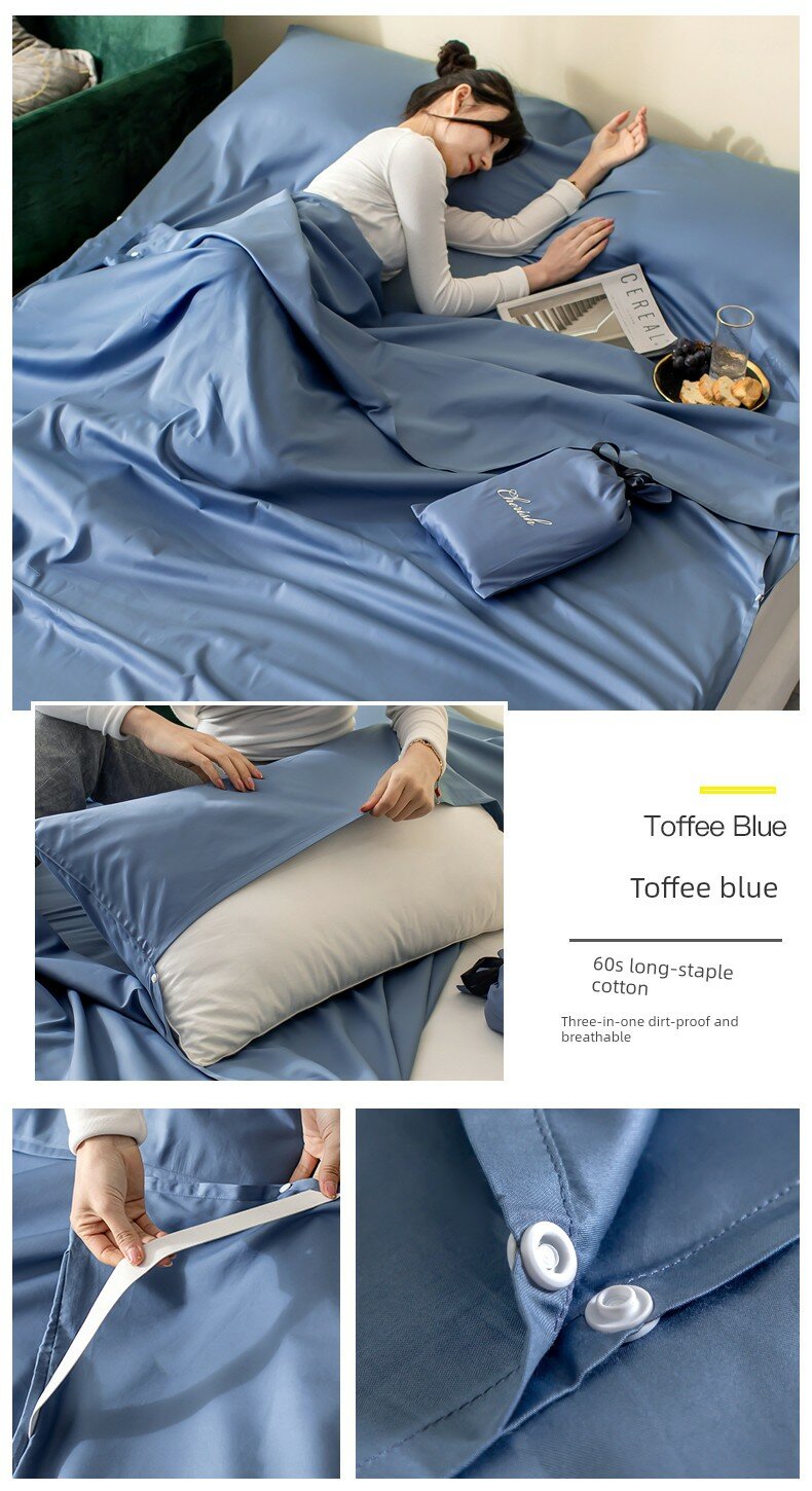 Портативное постельное белье Toffee Blue, 160x210 см, для отеля, из хлопка с защитой от грязи, легкий уход