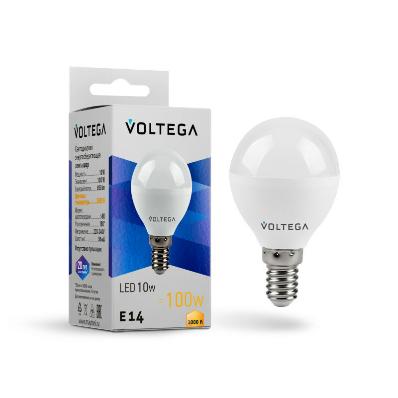 Светодиодная лампа Simple Globe 10W 3000K E14 Voltega Globe 10W 7231