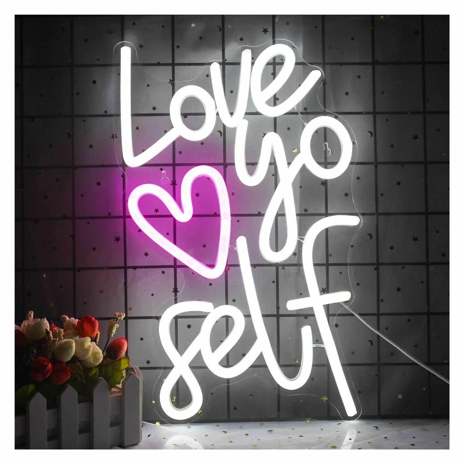 Неоновая Вывеска Love Yoself 24смX40см