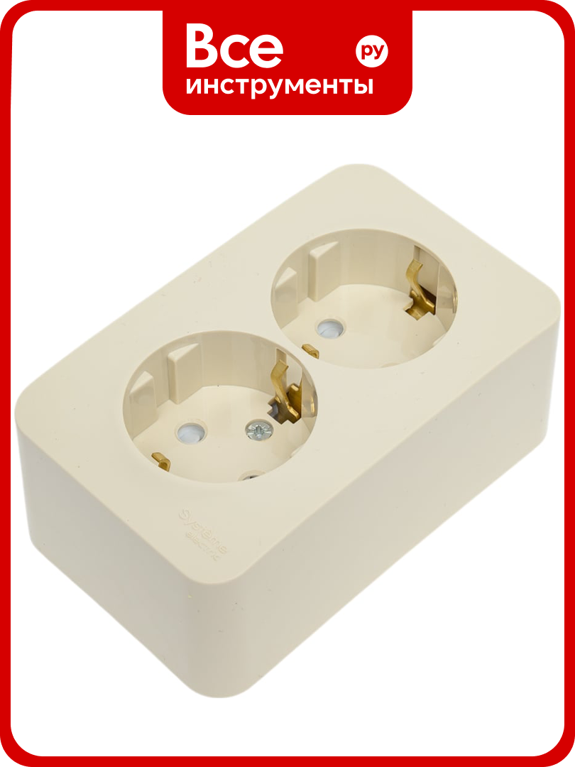 Розетка Systeme Electric Blanca о/у, двойная, с заземлением, со шт, изол. пл, 16а, 250в, бежевый