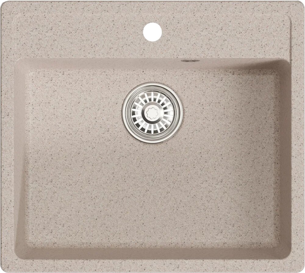 Мойка кухонная Mixline ML-GM15 мраморная, 56x50, прямоугольная, мойка для кухни, бежевая, матовая