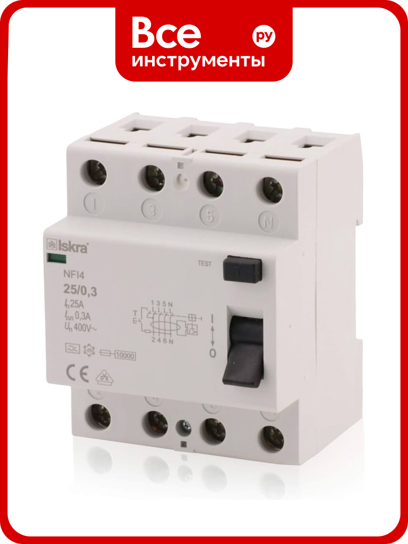 Устройство защитного отключения УЗО Mean Well Iskra NFI4-250,3 00237493
