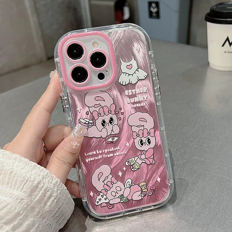 IPhone 17 Pro Одиночный чехол с дизайном трех макияжных кроликов, матовая ткань, подходит для моделей iPhone 17 Pro