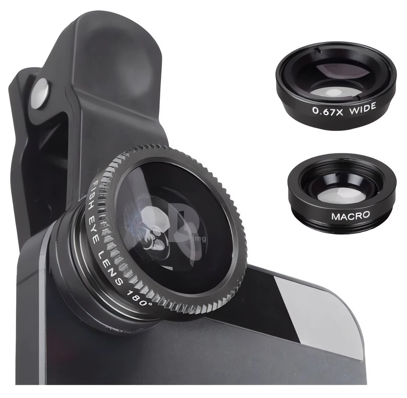 Набор объективов для телефона 3 в 1 (фишай Fisheye рыбий глаз, ширикоугольная и макро линза для смартфона)