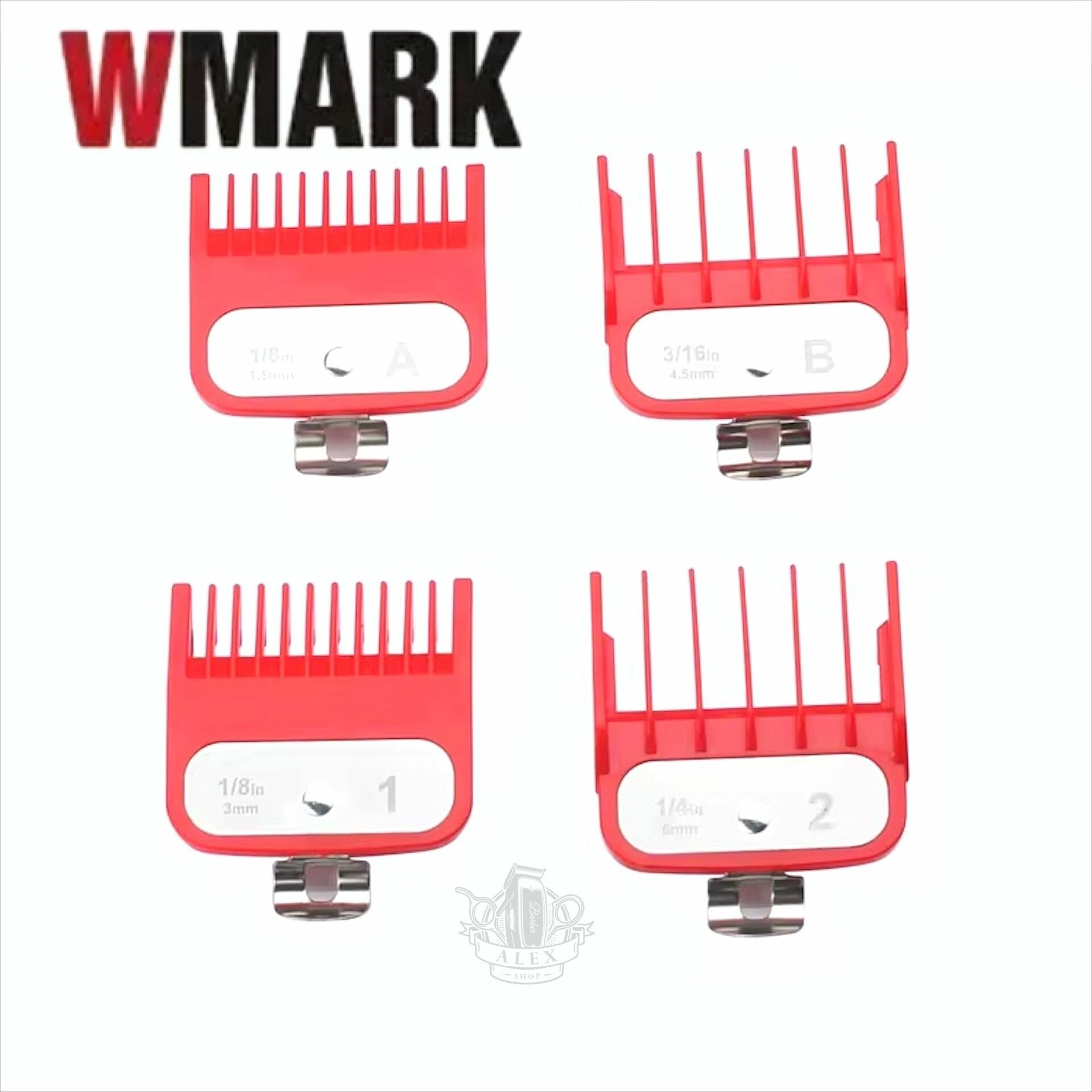 Насадки WMARK, ABS-пластик, металл, для машинок для стрижки, 4 шт, цвет малиновый