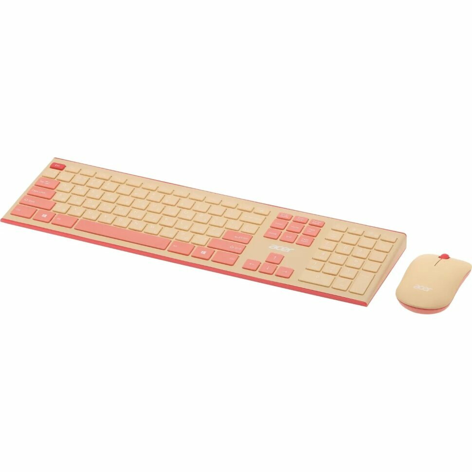 Набор клавиатура+мышь Acer OCC205 (ZL. ACCEE.00F)/розовый/бежевый/USB/slim, 2049424