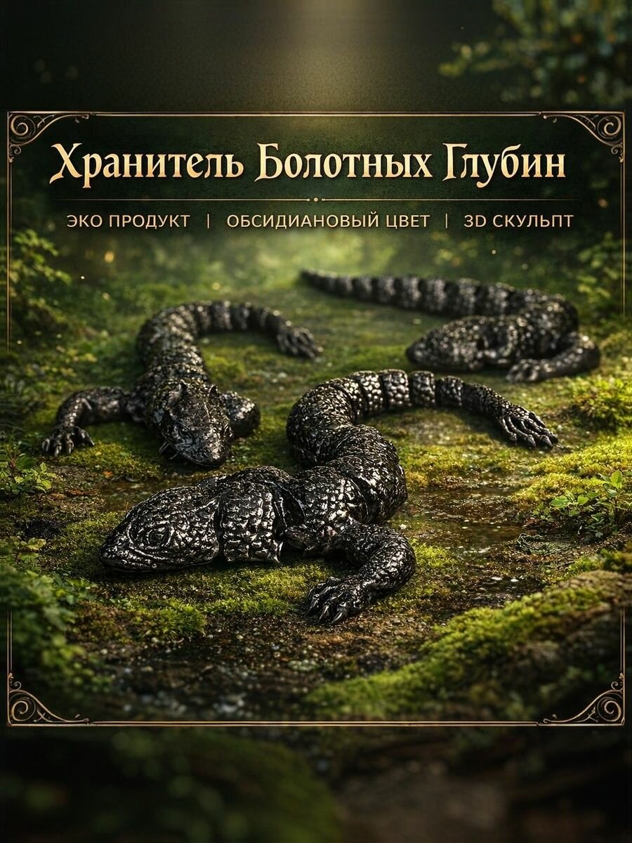 Чёрный Дракон-Тритон: Хранитель Болотных Глубин - Премиум 3D Модель 18см