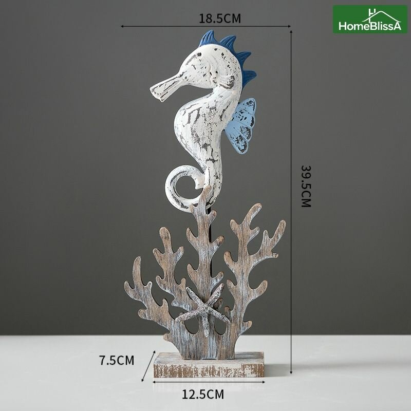 Средиземноморский морской декор, деревянная фигурка‑морской конёк, мягкая отделка для дома и выставочных помещений