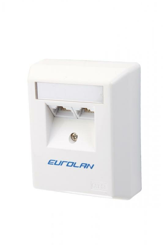 Коробка настенная 2-порт. UTP кат.5E угловая бел. Eurolan 12D-U5-02WT