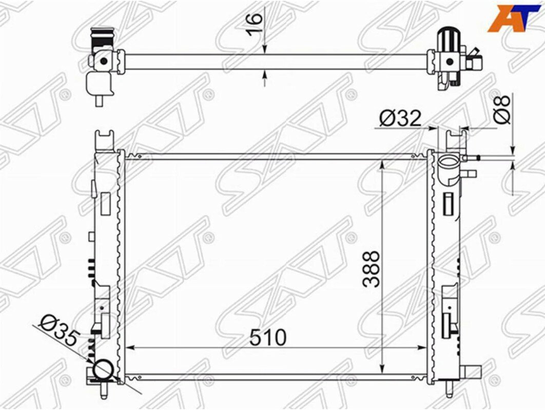 Радиатор SAT RN0002-14 Nissan Terrano 14-22 / Renault Arkana 18-