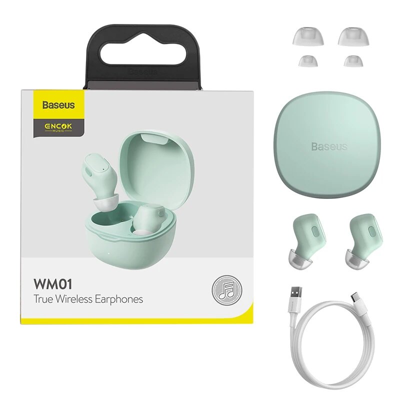 Baseus WM01 True Wireless наушники, зеленые