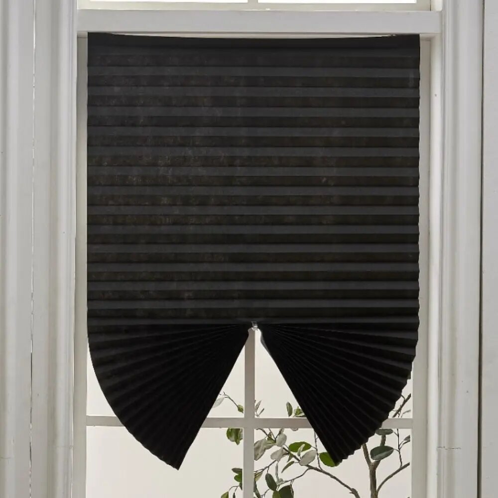 Черные плиссированные шторы 60x150 см