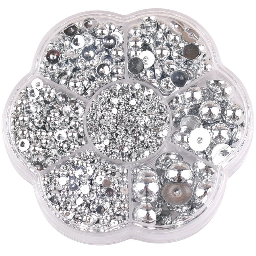SNCRYSTAL Акрил Жемчужины 2-10 мм Смесь Цветов 5000 шт. D42 Silver