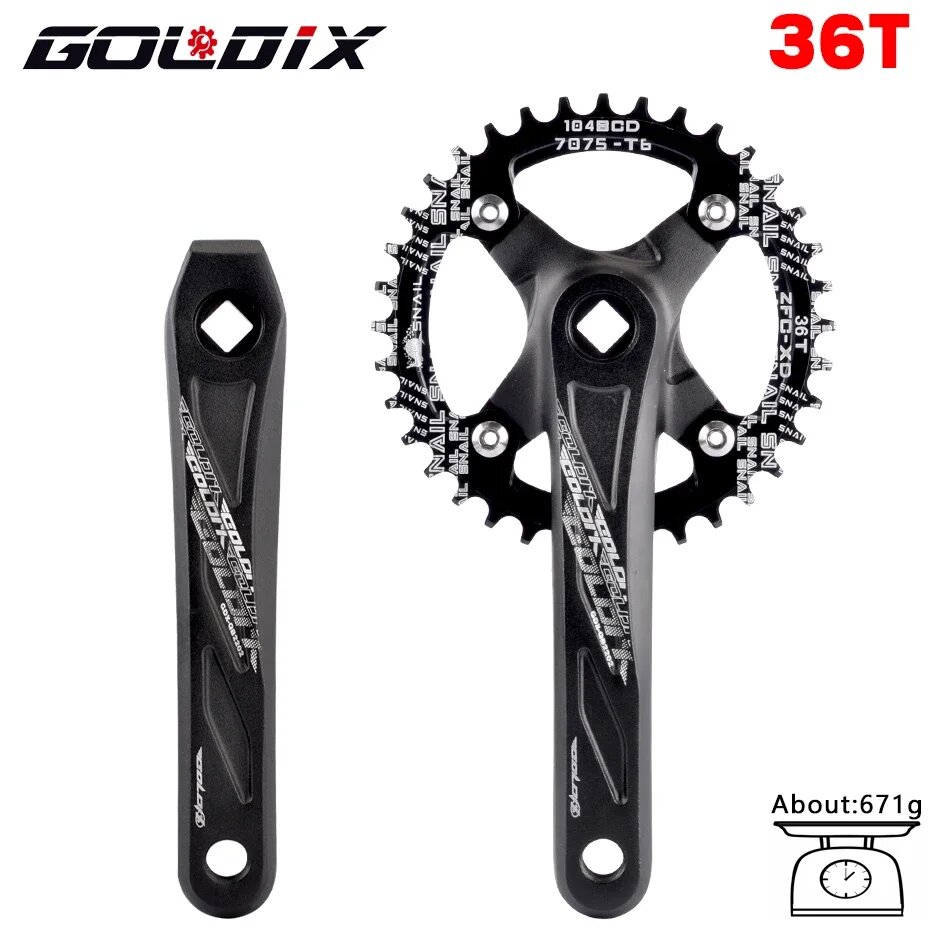 GOLDIX Шатуны MTB 175mm, 36T, Black crank