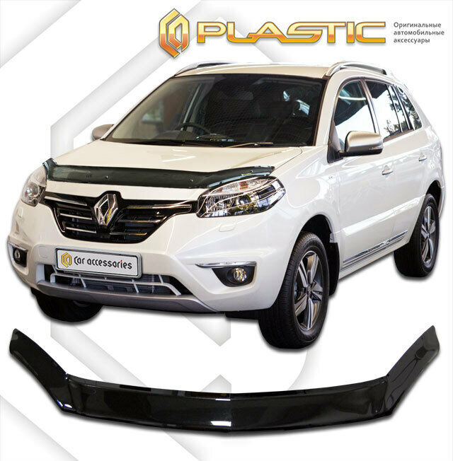 Дефлектор капота Renault Koleos 2013 2016 Черный глянцевый СА Пластик