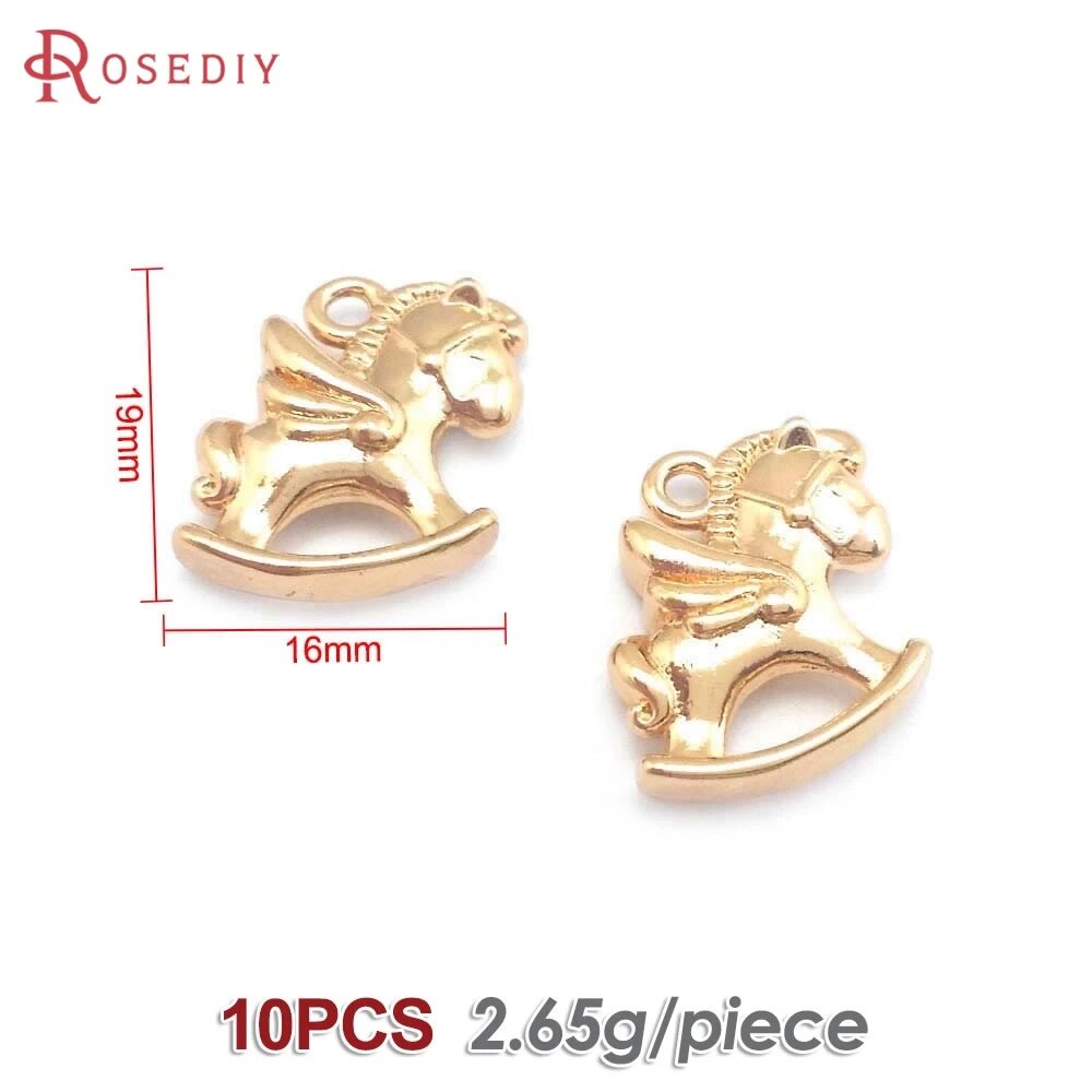 Подвески "Лошадка" Rosediy, 16x19 мм, 10 шт, 18K Gold