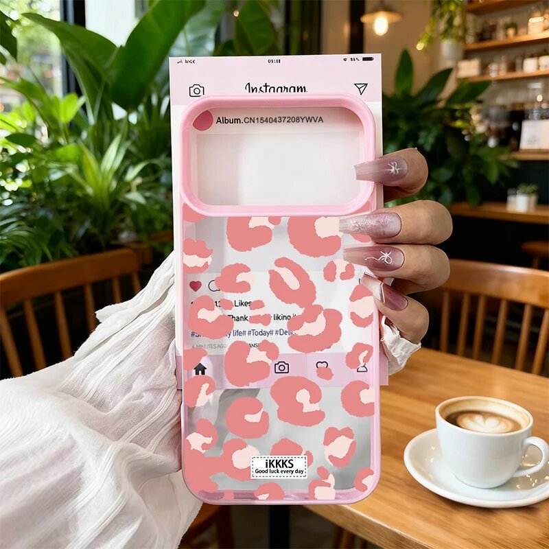 Розовый чехол с леопардом для iPhone 17 Pro, style 2