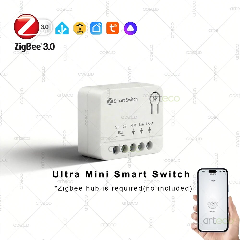 Модуль умного выключателя Tuya ZigBee 3.0 для домашней автоматизации 220В 10А