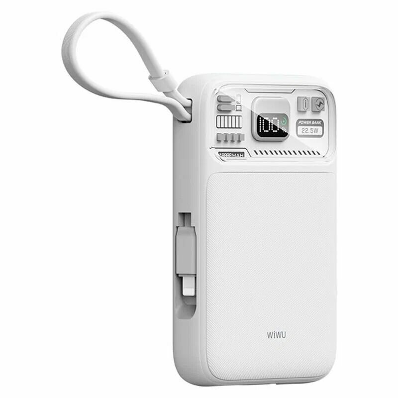 Внешний аккумулятор с беспроводной зарядкой WiWU Wi-P016 10000mah 22,5 вт белый