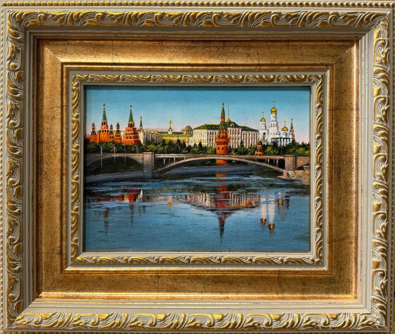 Картина маслом, городской пейзаж "Башни Кремля". Холст/Масло, 2026. Размер 18х24. Автор Васильев