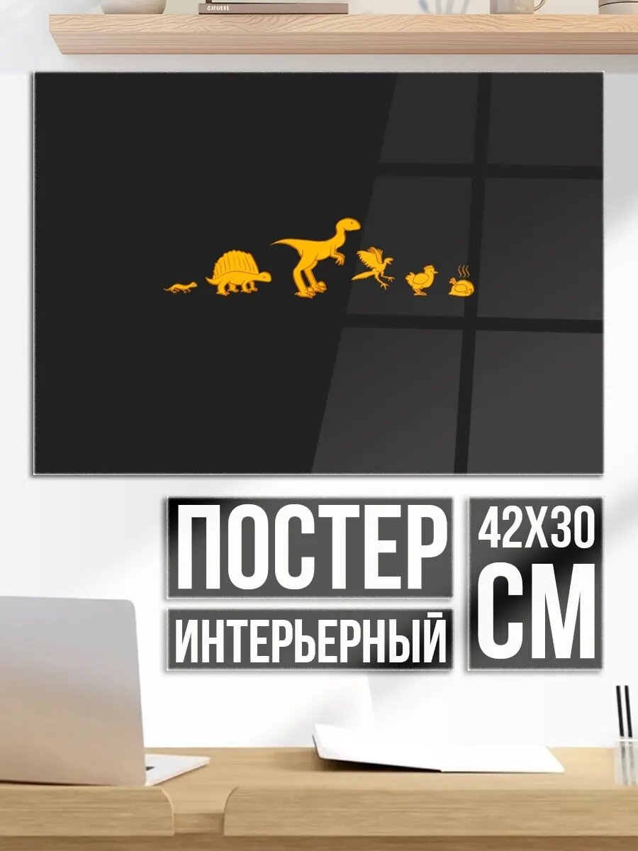 Плакат постер Эволюция динозавров